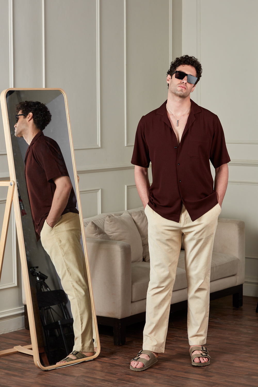 Ripple Cuban Collar Forest brown Shirt