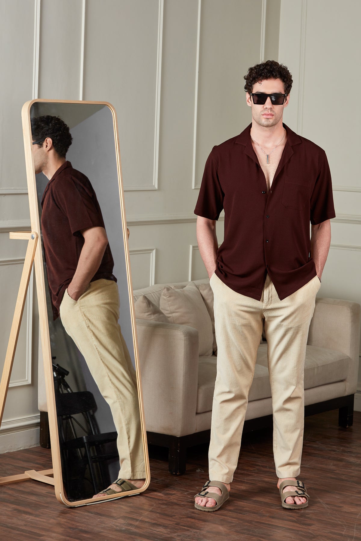 Ripple Cuban Collar Forest brown Shirt